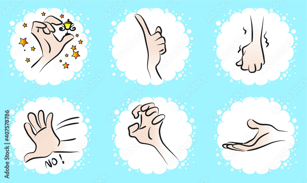 vector drawing hands emoji set Stock Vector | Adobe Stock