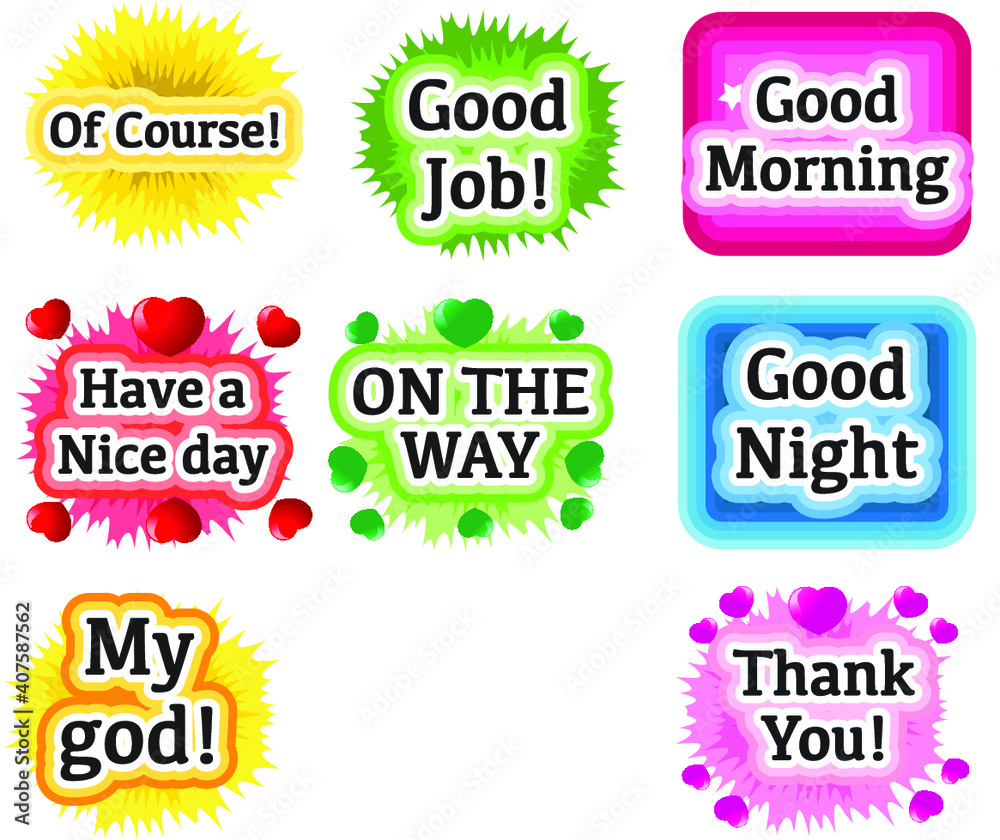 vector cartoon greeting card emoji set Stock Vector | Adobe Stock