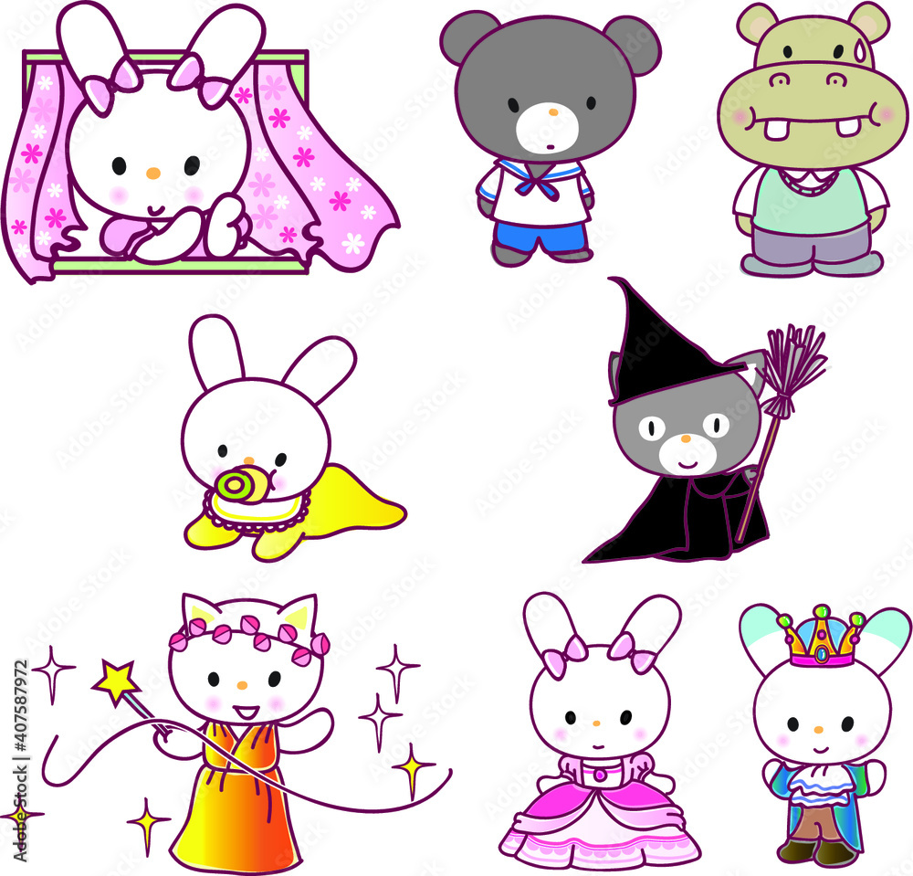 vector cartoon rabbit emoji set Stock Vector | Adobe Stock