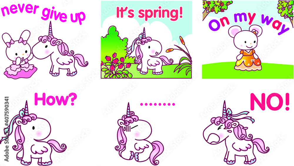 vector cartoon unicorn emoji set Stock Vector | Adobe Stock