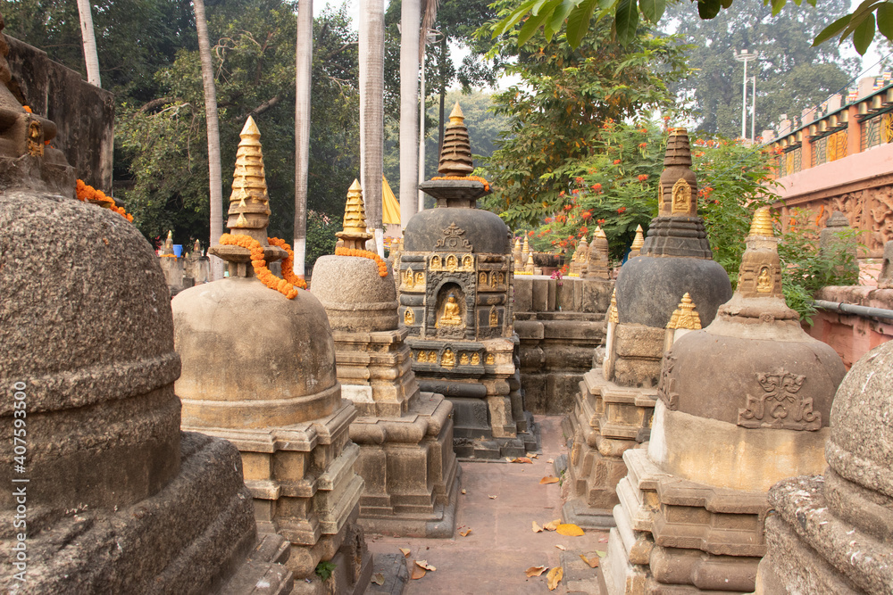buddhist stupas isolated with bright sky and unique prospective image ...