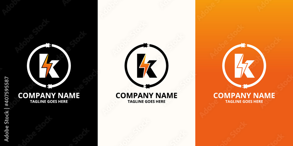 Flash initial letter K Logo Icon Template. Illustration vector graphic ...