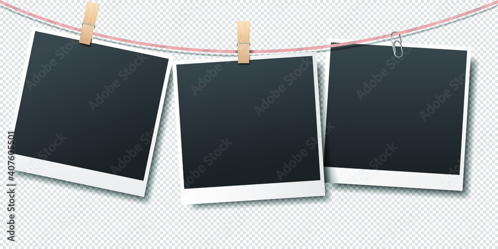 Retro template photo frame mockup isolated on transparent background ...