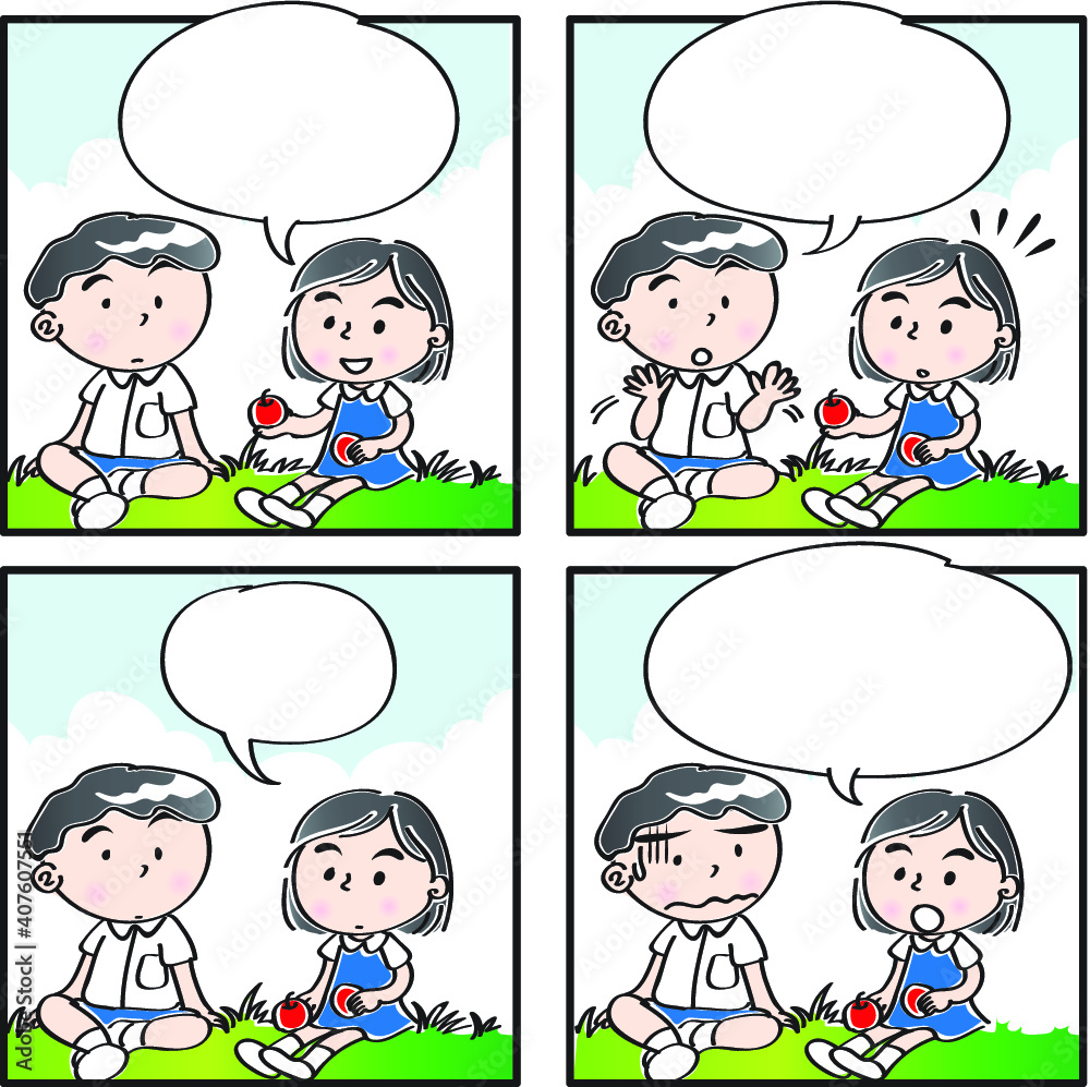 vector drawing school comic four square comic story set Stock Vector ...