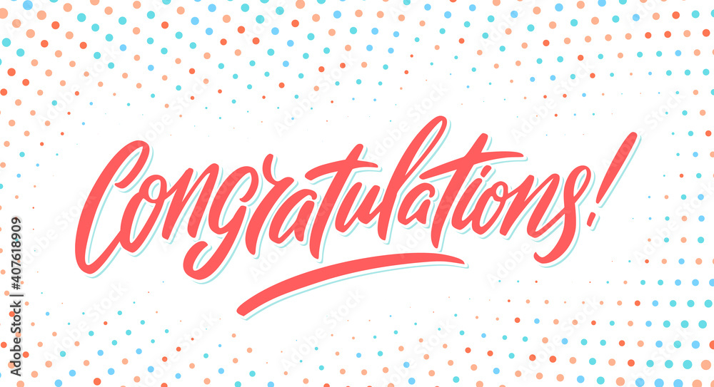 Congratulations. Vector hand drawn lettering card. Stock Vector | Adobe ...