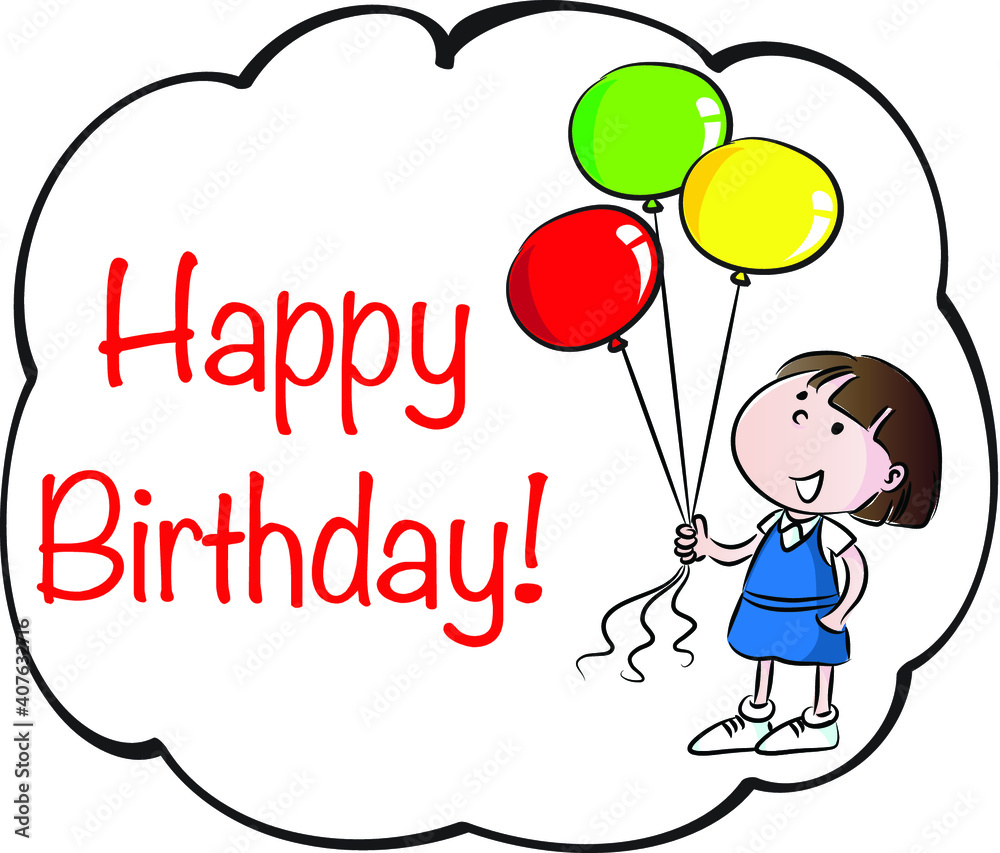 vector cartoon happy birthday card Stock Vector | Adobe Stock