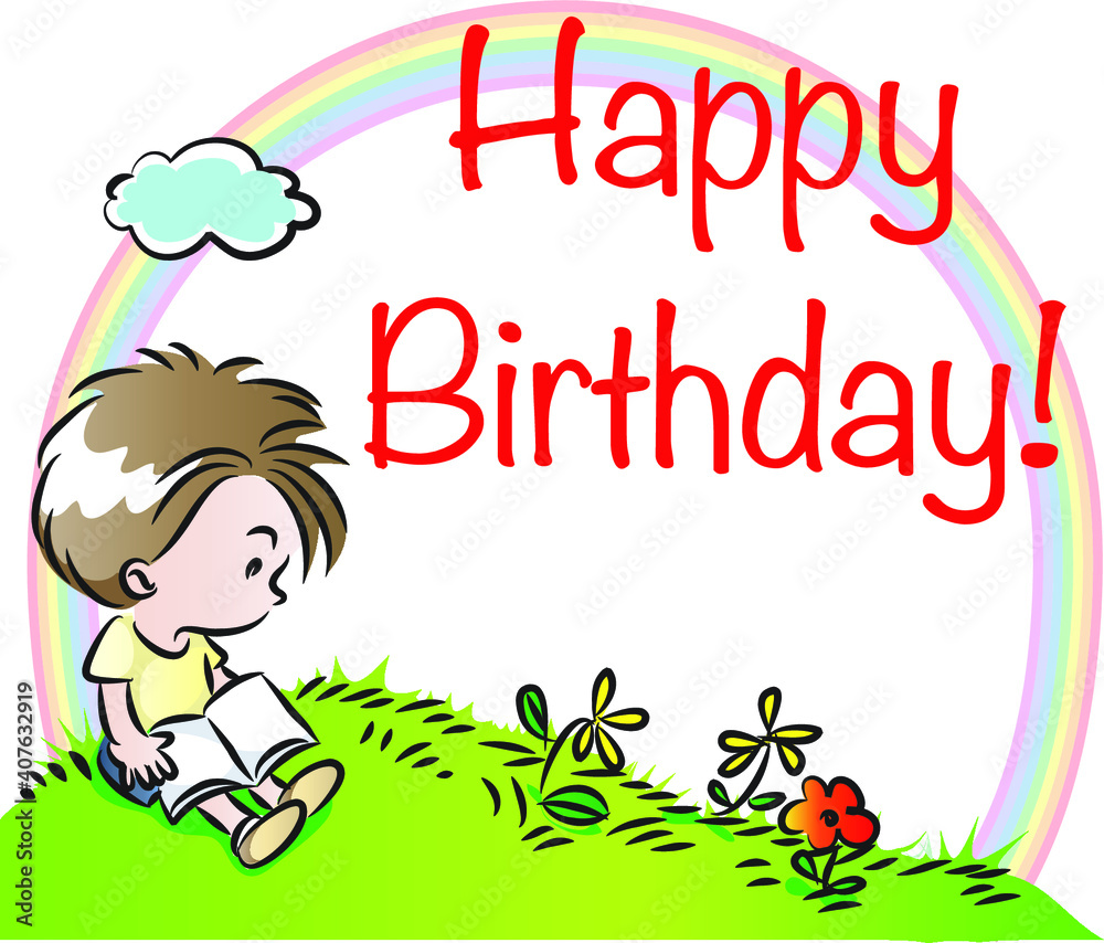 vector cartoon happy birthday card Stock Vector | Adobe Stock