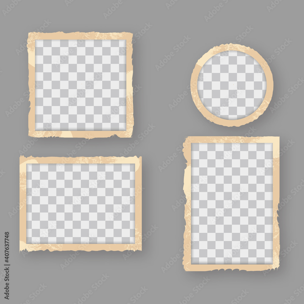 Vintage retro photo frames with empty, blank space. Template of old ...