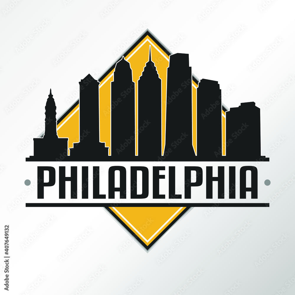 Philadelphia Pennsylvania Skyline Logo. Adventure Landscape Design ...