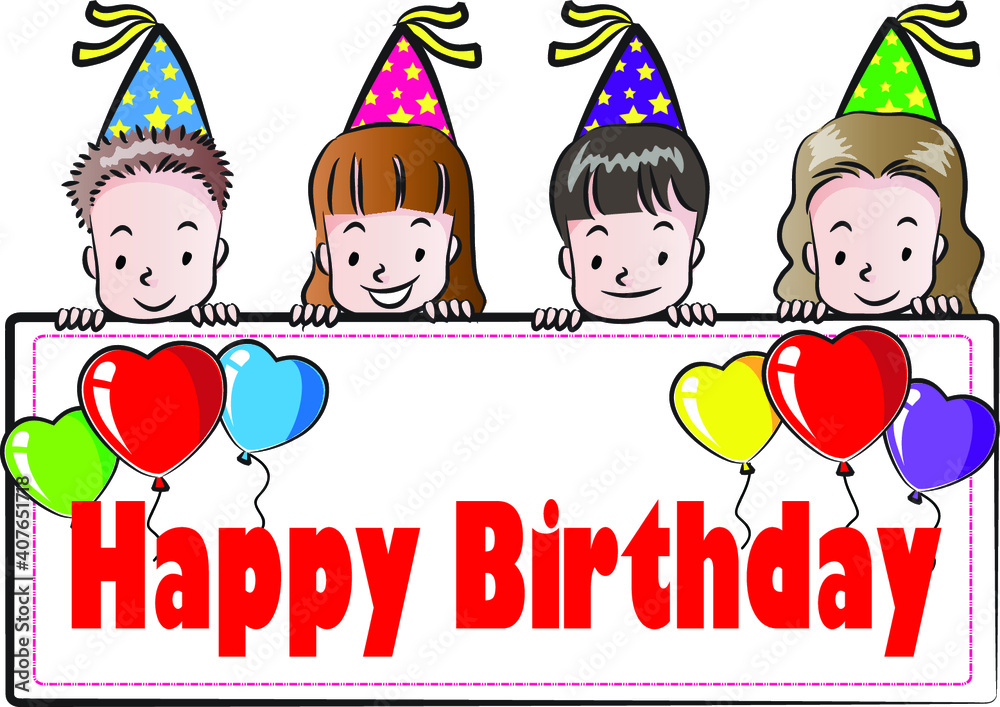 vector cartoon happy birthday card Stock Vector | Adobe Stock