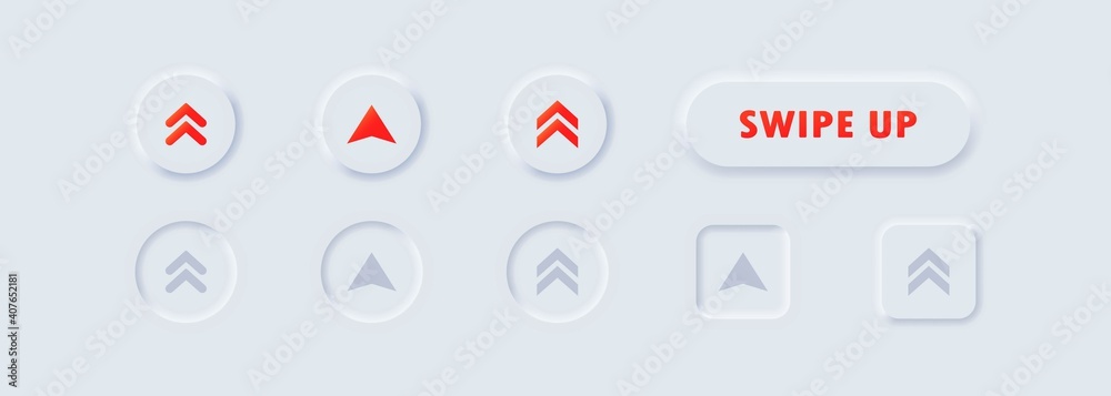 Vektorová grafika „Swipe up, arrow up buttons. Text swipe up. Social ...