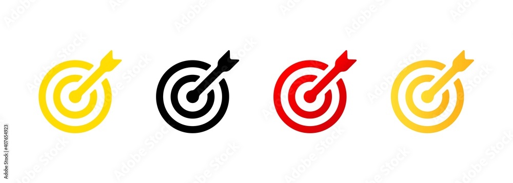 Mission icons set.Target icon in black. Business goal logo. Our mission ...