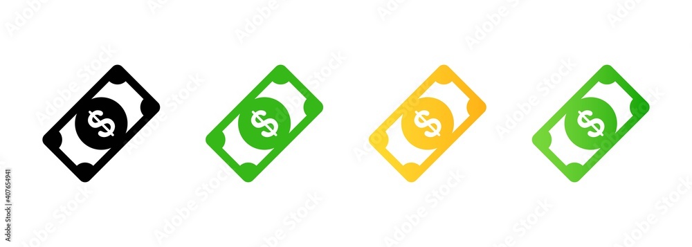 Banknote logo. Money icons set. Banknote or dollar bill icon logo in ...