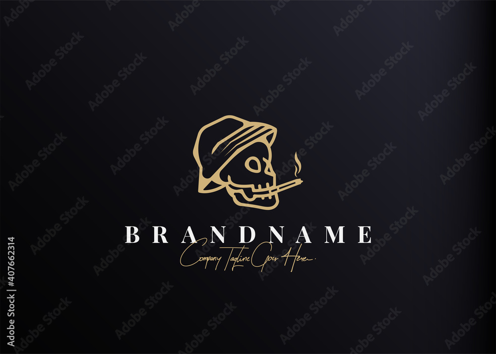 Smoking skull logo design inspiration. Vector illustration of a skull ...