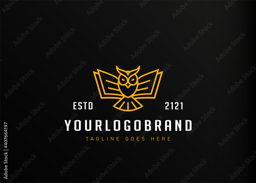 Book owl logo design inspiration. Vector illustration of an owl with ...