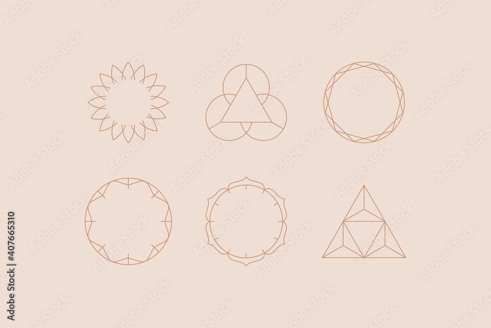Vector set of linear boho icons and symbols - logo design templates and ...