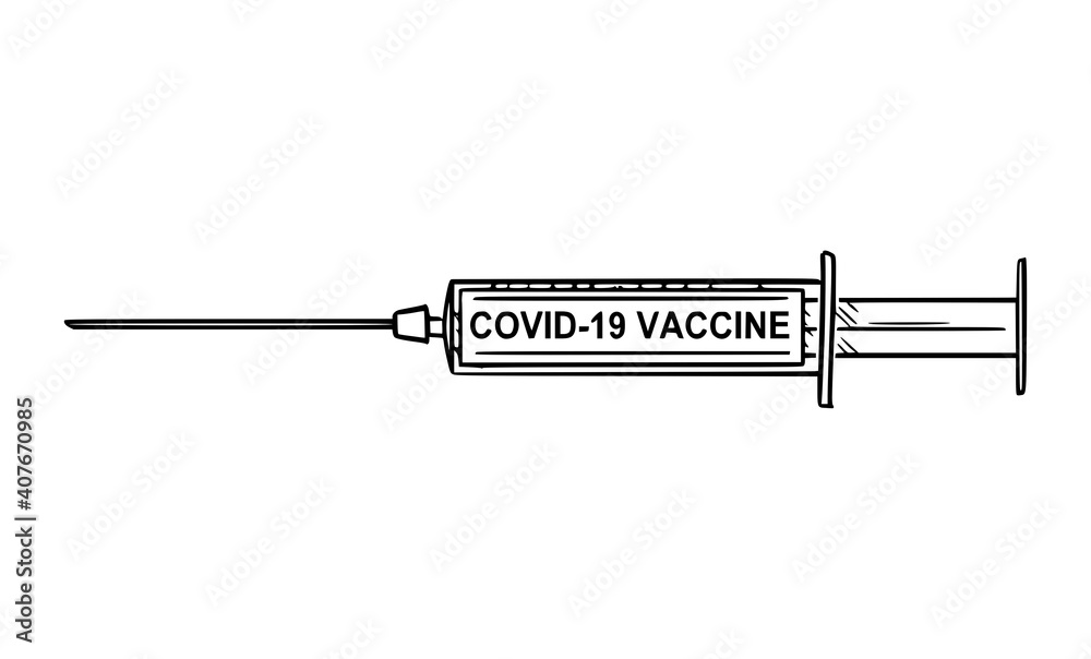 Covid-19 or coronavirus vaccine, syringe or big injection, vector ...