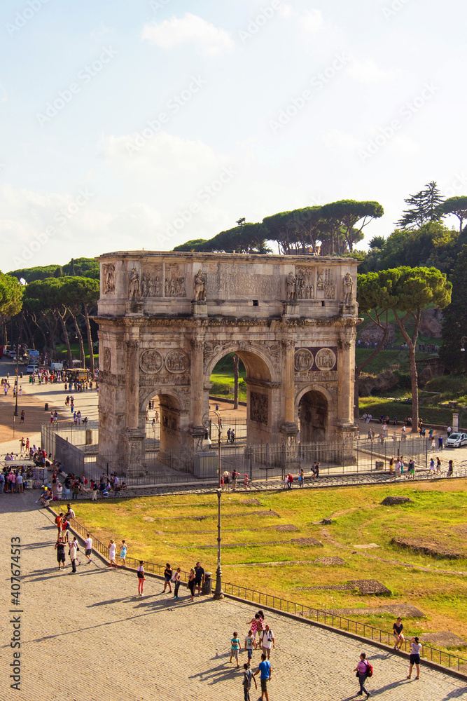 Top view on the Arch of Constantine (Arco di Costantino) in Rome, Lazio ...