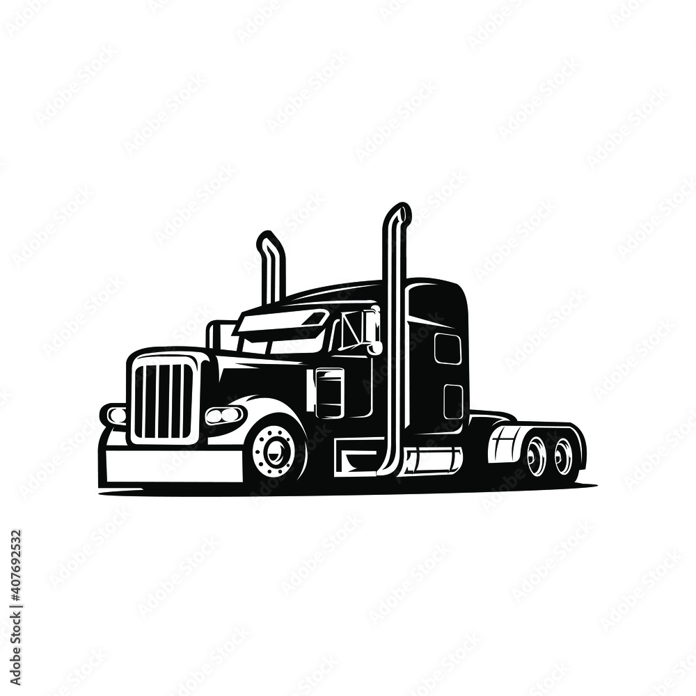 18 Wheeler Truck Silhouette, Semi Truck Vector Image, Semi Trailer ...