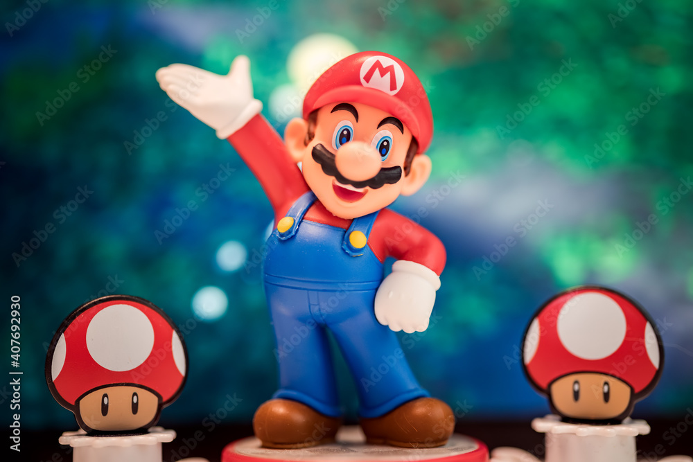 MOSCOW, RUSSIA - August 22, 2020: Super Mario Bros figure character ...