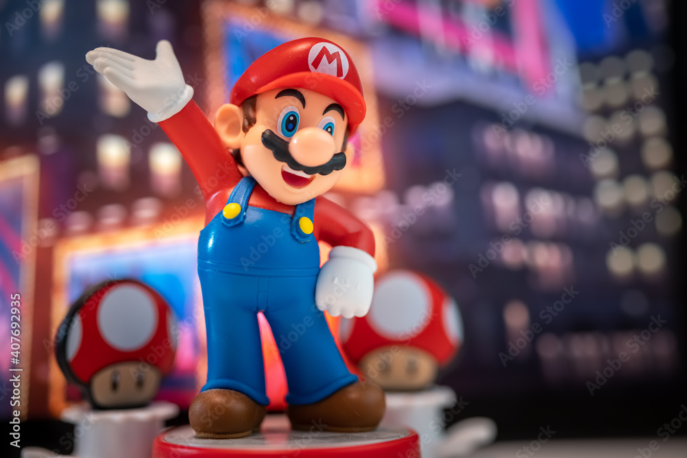 MOSCOW, RUSSIA - August 22, 2020: Super Mario Bros figure character ...