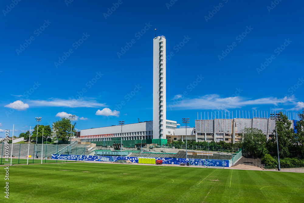 Olympic stadium (Helsingin Olympiastadion) in Helsinki, largest stadium ...