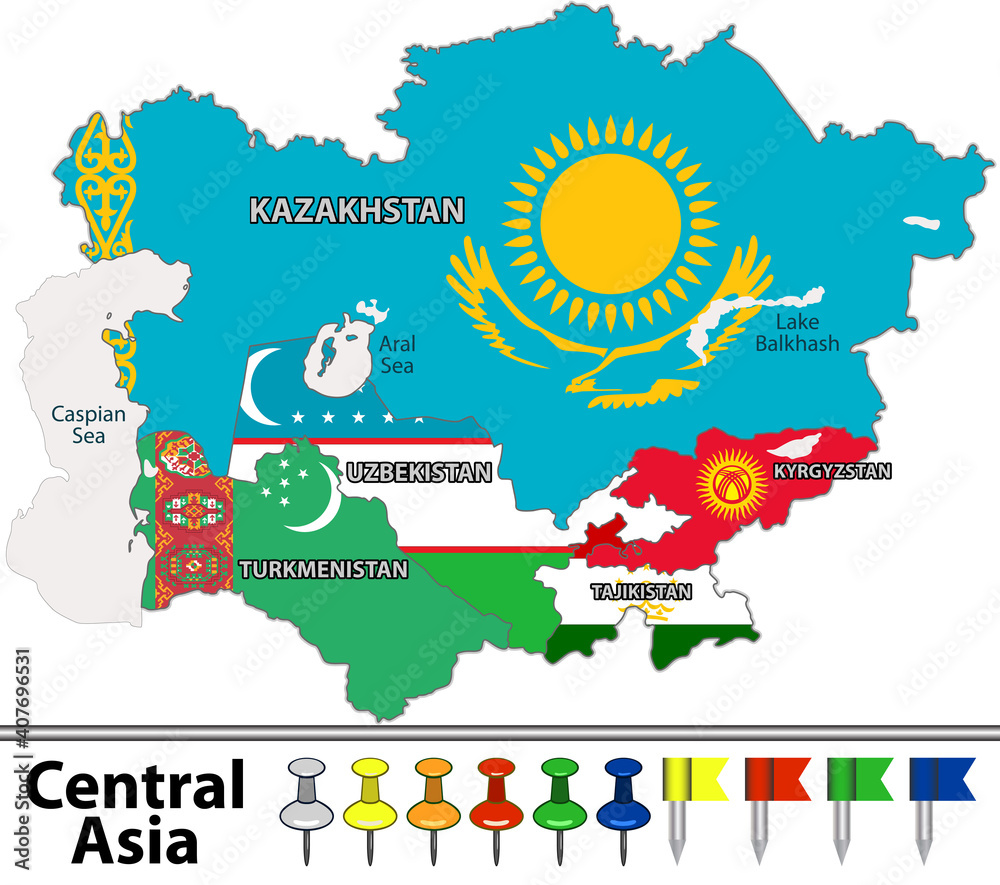Map of Central Asia Stock Vector | Adobe Stock