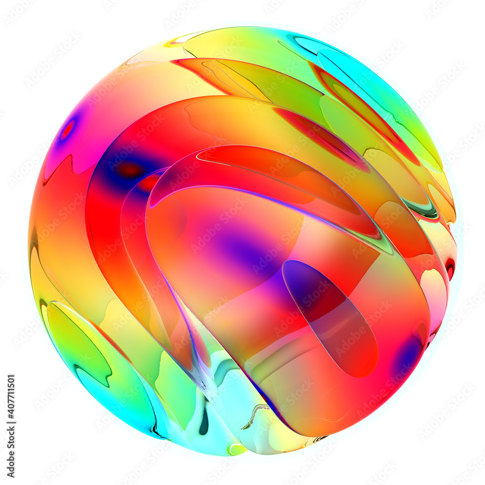 3d render of abstract art 3d ball organic sphere curve round wavy ...