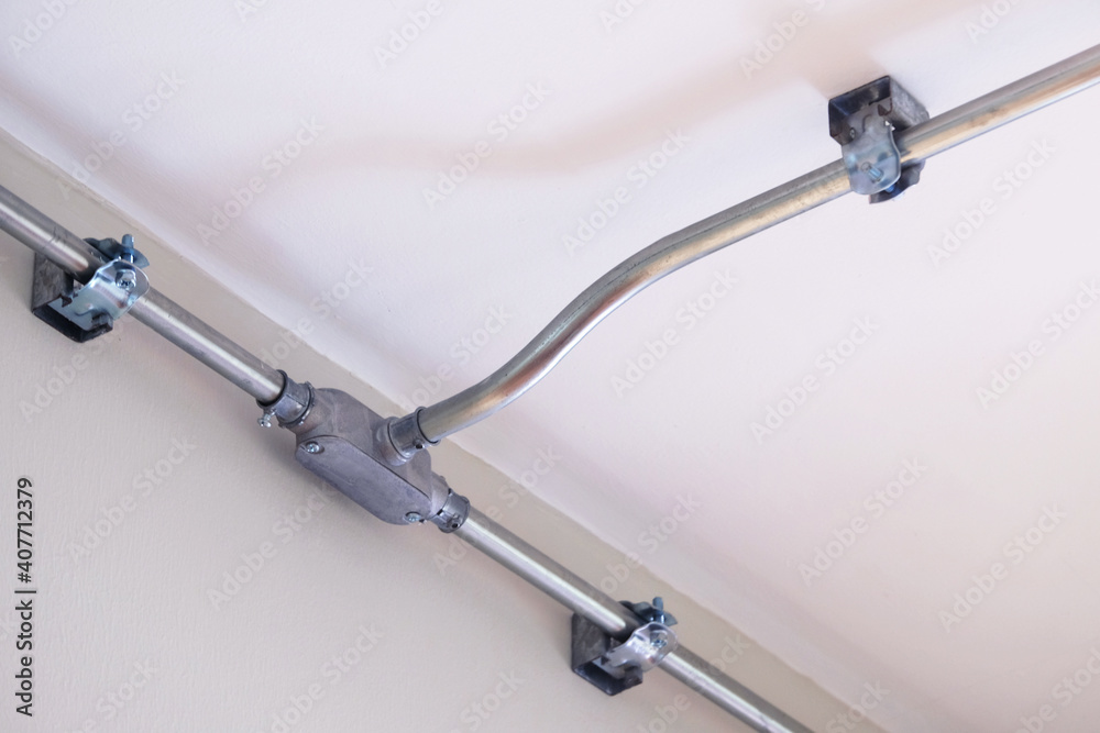 Steel conduit box to separate metal electrical pipe to different ways ...