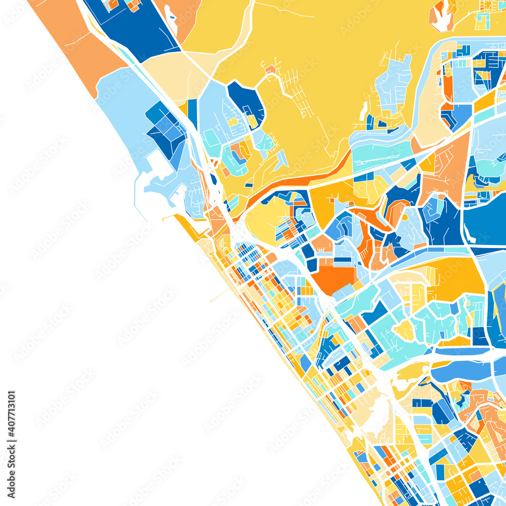 Photo & Art Print Art map of Oceanside, UnitedStates in Blue Orange ...