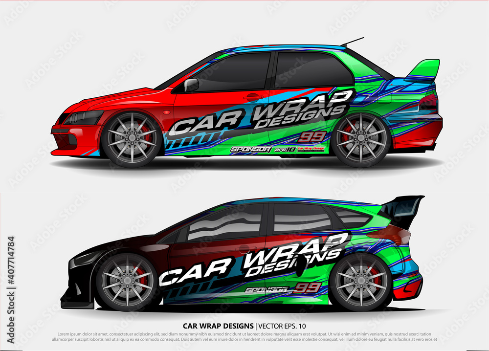 rally car livery design vector. abstract race style background for ...