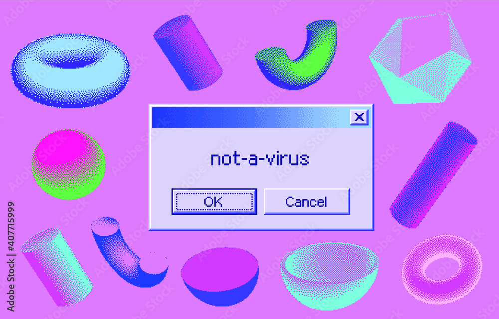 Set of abstract 3D shapes: sphere, torus, cone. Vaporwave and retrowave ...