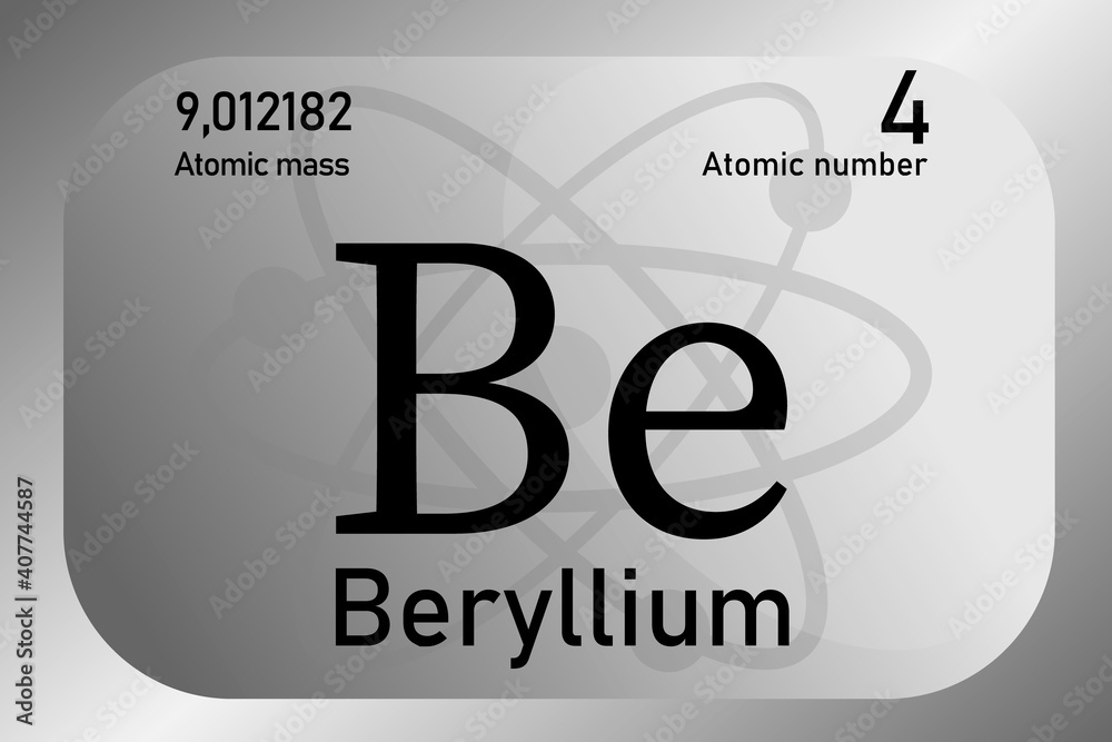 Vector illustration of a sign, symbol of the beryllium atom, an element ...