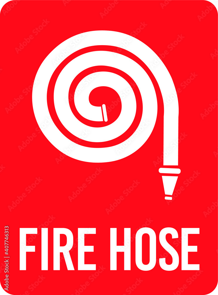 fire hose sign plaque spiral water vector fireman reel Stock Vector ...
