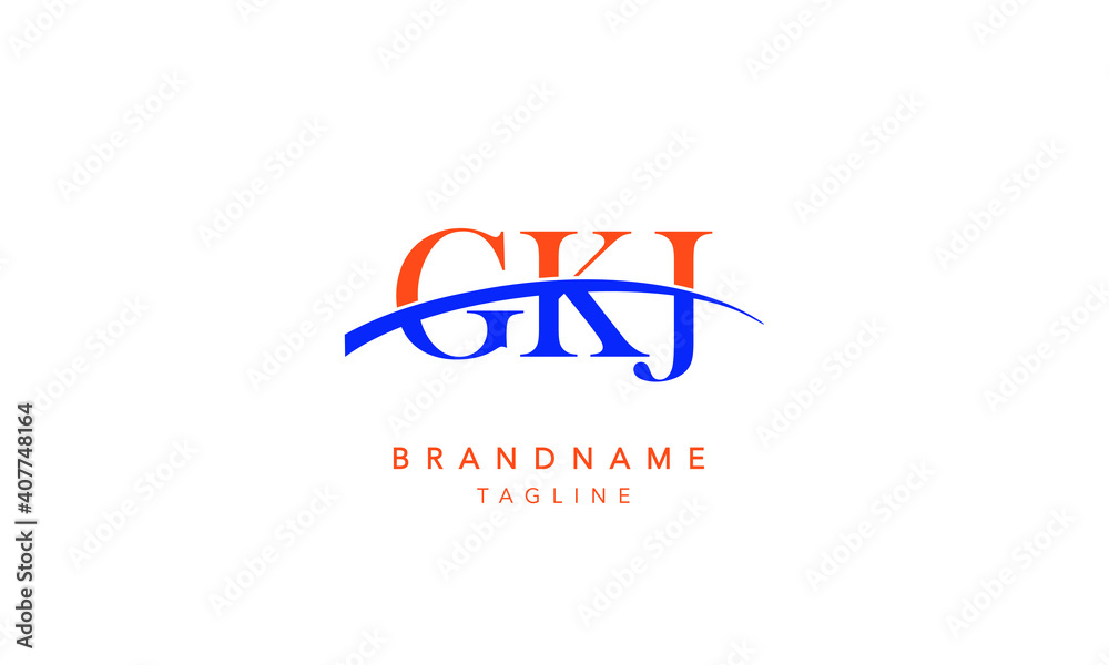 GKJ Alphabet initial swoosh Abstract Icon Logo vector illustration ...