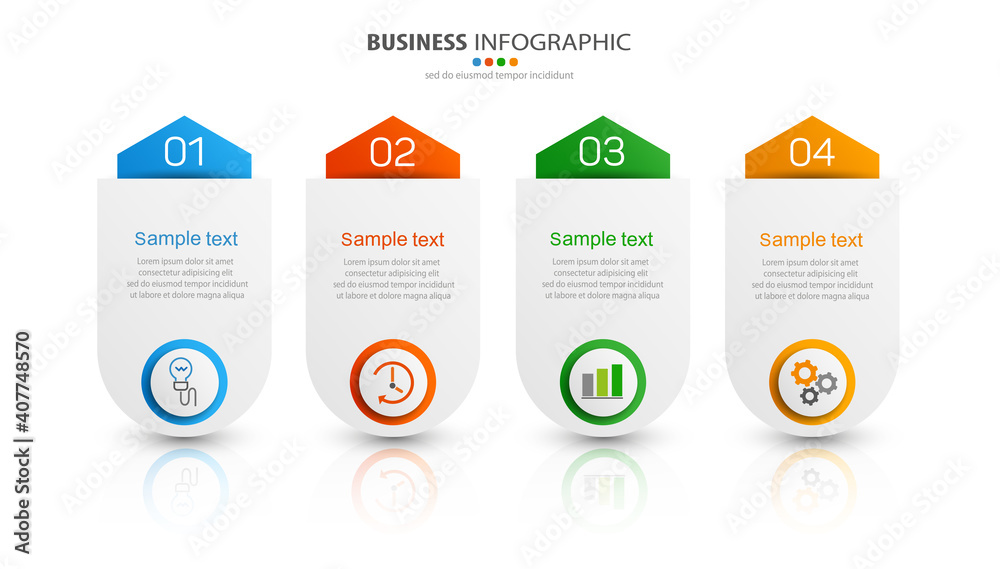 Infographic business design vector template with 4 options, steps or ...