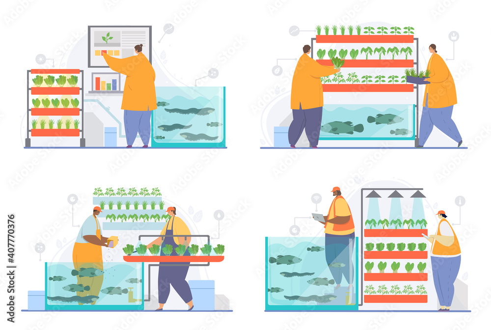 Plakat Growing plants in the greenhouse. Laboratory aquaculture ...