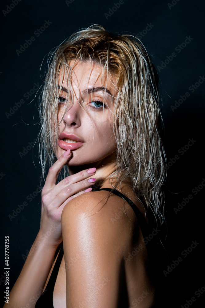 Sensual Female Portrait In Lingerie Perfect Sexy Tan Woman With Perfect Skin Big Full Lips