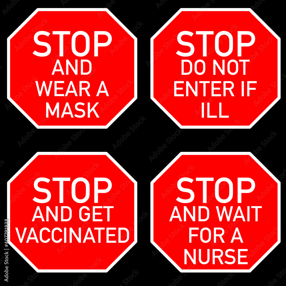 stop sign clip art with covid and flu precautions Stock Vector | Adobe ...