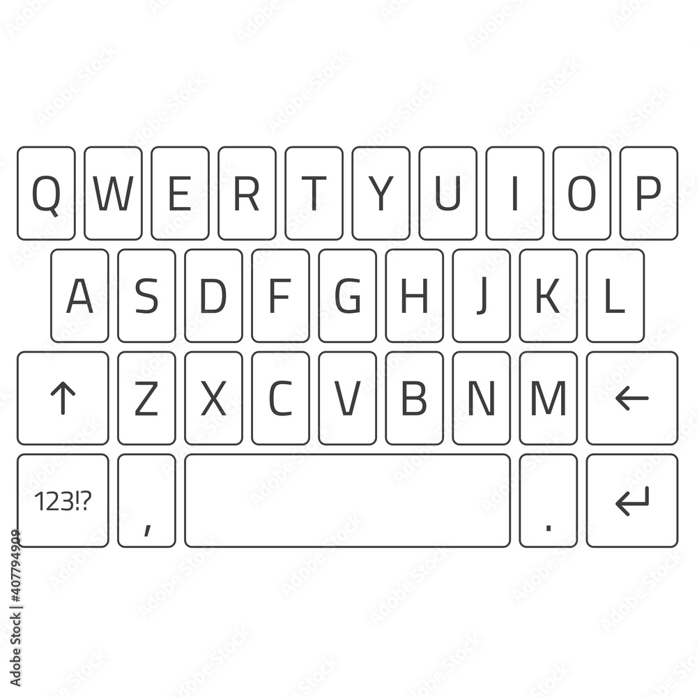 Qwerty keyboard set. Keyboard of smartphone, alphabet and numbers ...
