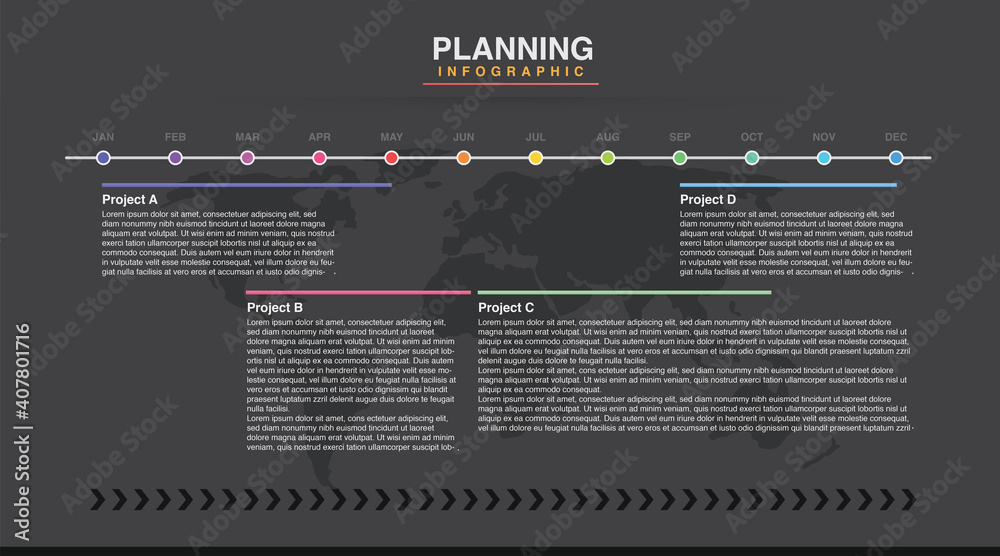 Dark Mode Infographic template for business. Modern Timeline diagram ...
