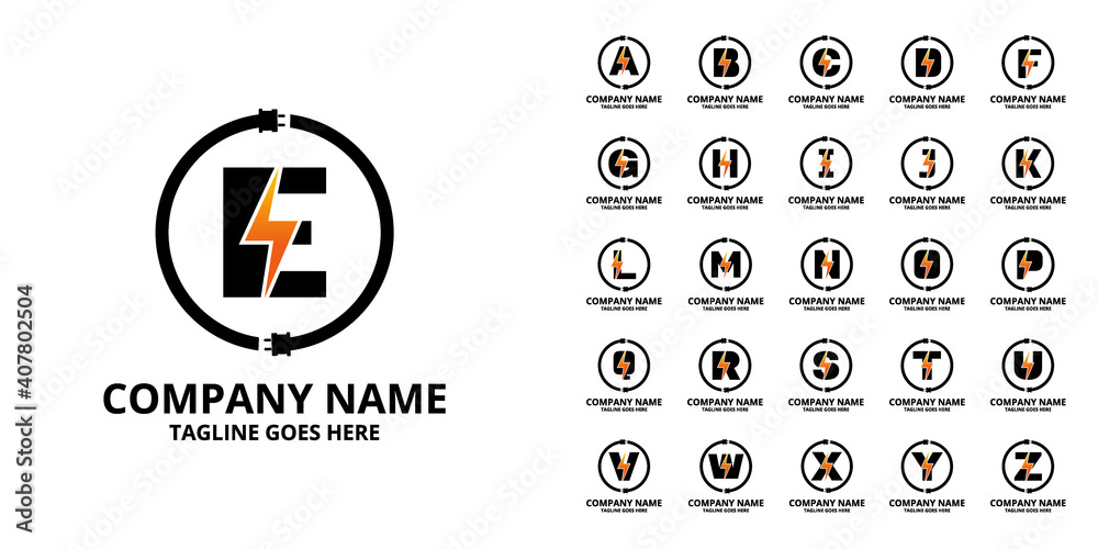 Set Flash initial letter Logo Icon Template. Illustration vector ...