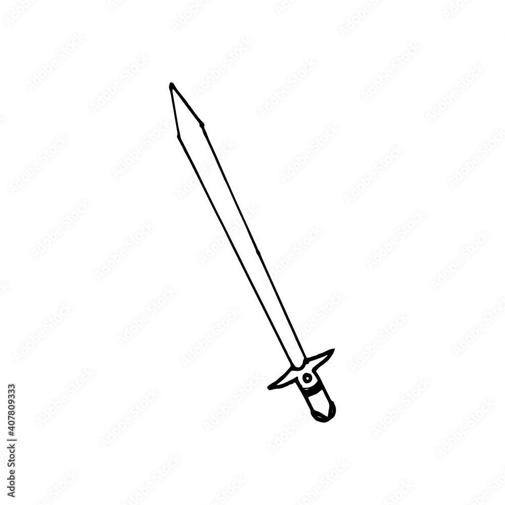 traditional weapon, longsword icon isolated on white background ...