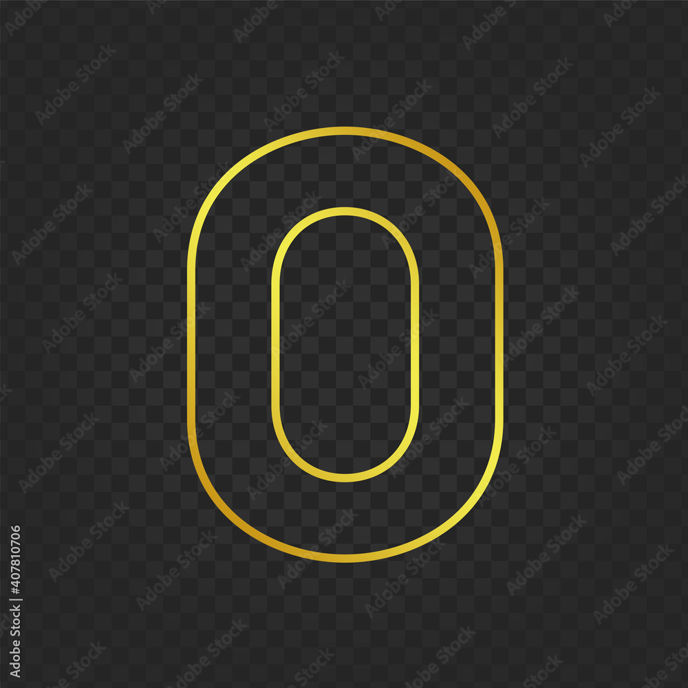 Gold glittering number zero on transparent background. Shining golden ...