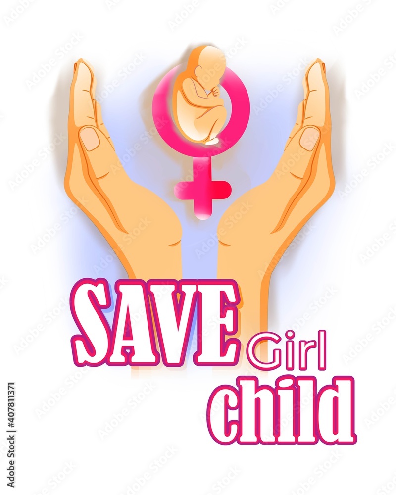 Vector illustration concept of Save Girl Child poster, spreading social ...