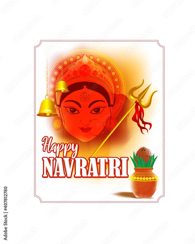 illustration of Goddess Durga Face in Happy Durga Puja Subh Navratri ...