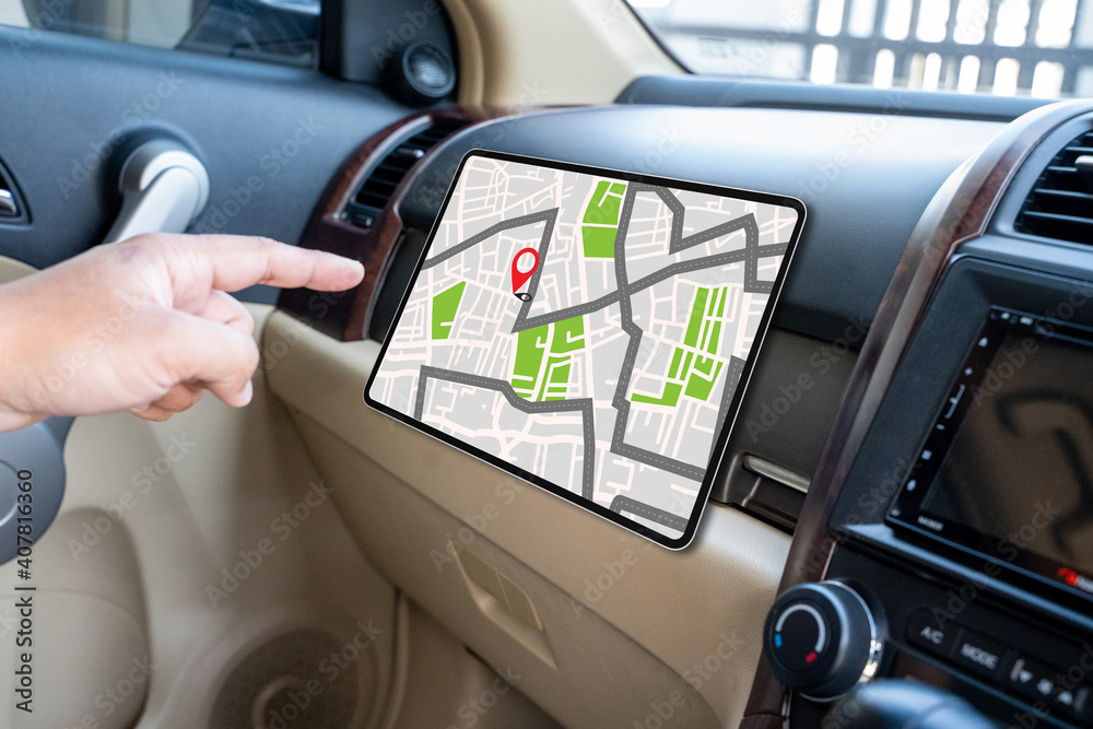 GPS Map to Route Destination network connection Location Street Map ...