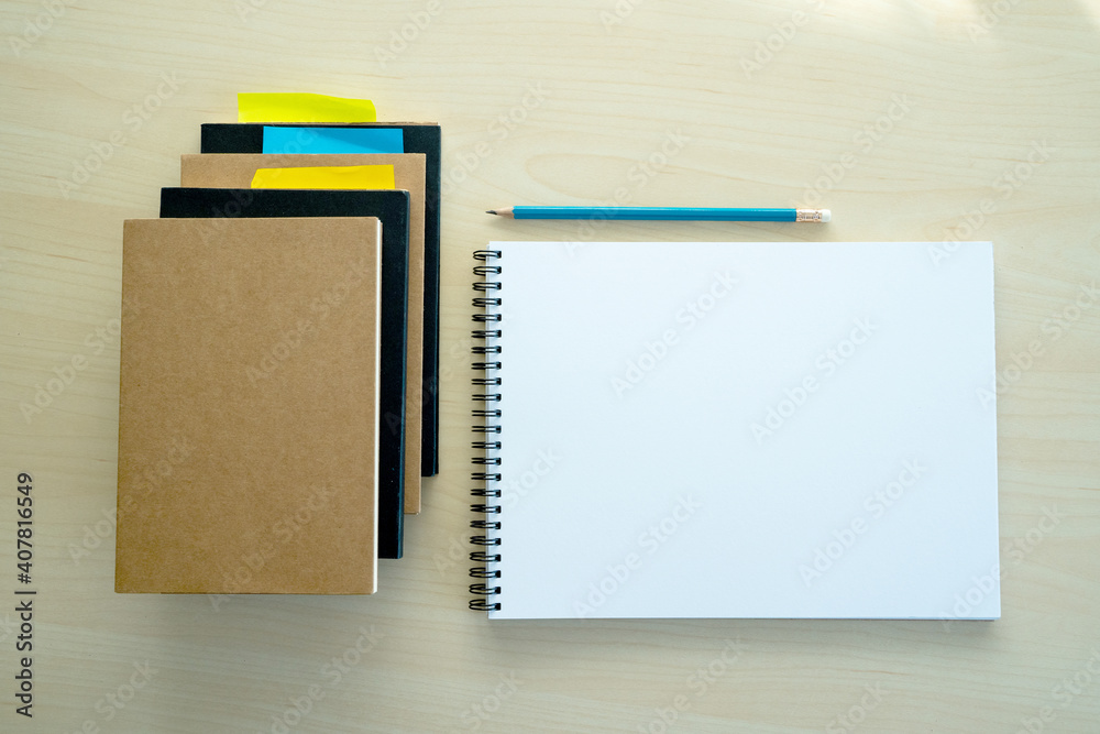 Blank plain notebook top view blank Design concept background for ...