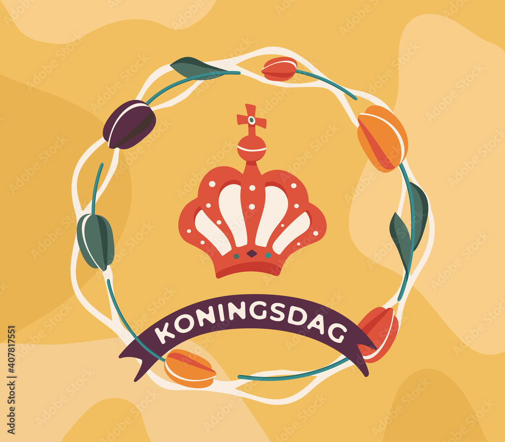 Koningsdag or King's Day in the Kingdom of the Netherlands. Crown with ...