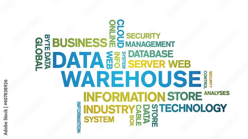 4k Data Warehouse Animated Tag Word Cloud;Text Design big data ...